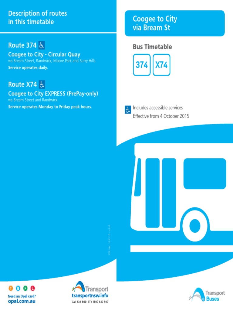 Coogee To City Via Bream ST | PDF | Public Transport | Public Services