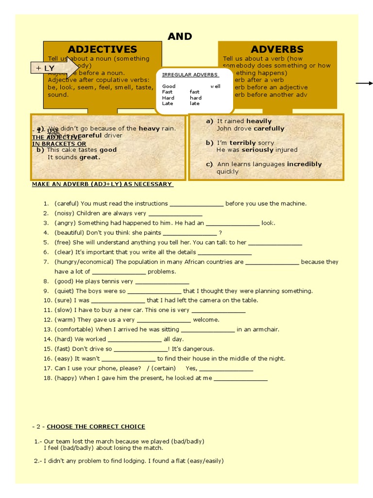 Adjectives & Adverbs Practice | PDF | Adjective | Adverb