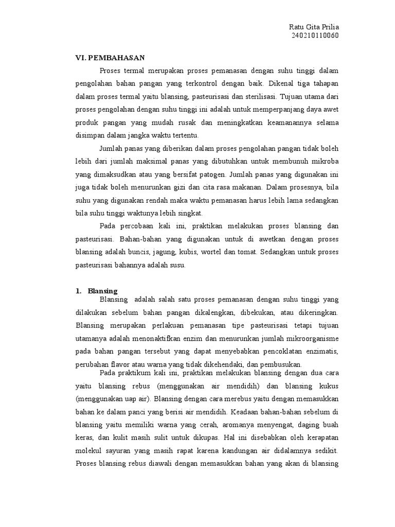 Proses Termal dalam Pengolahan Pangan | PDF