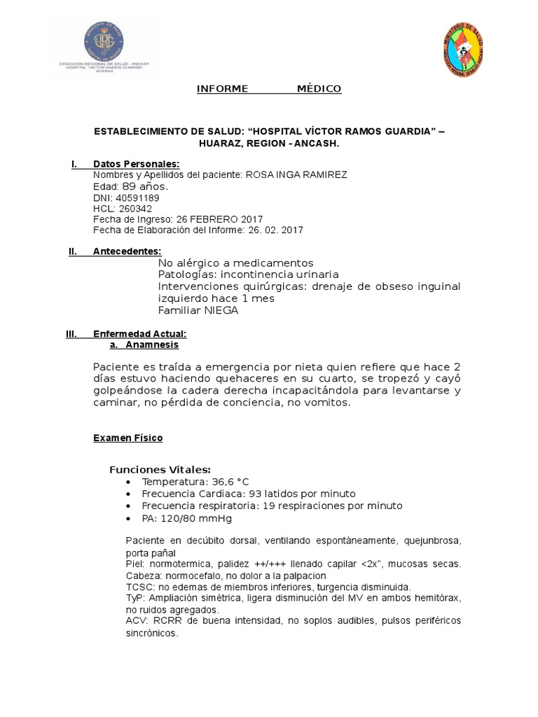 Informe Médico | Descargar gratis PDF | Medicina | Especialidades Medicas