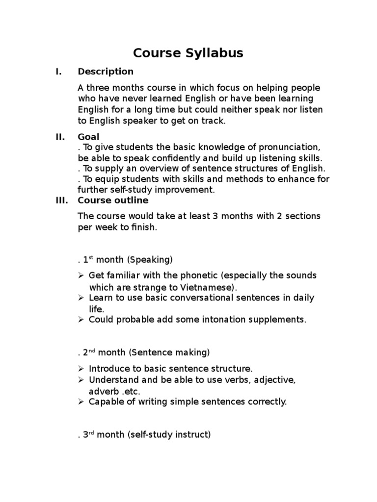 Course Syllabus: I. Description | PDF | English Language | Symbols
