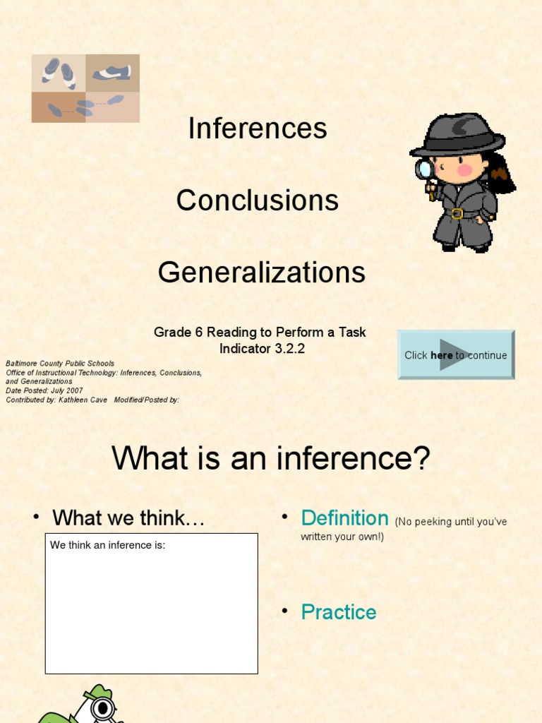 Inferences, Conclusions, and Generalizations | PDF | Eleanor Roosevelt ...