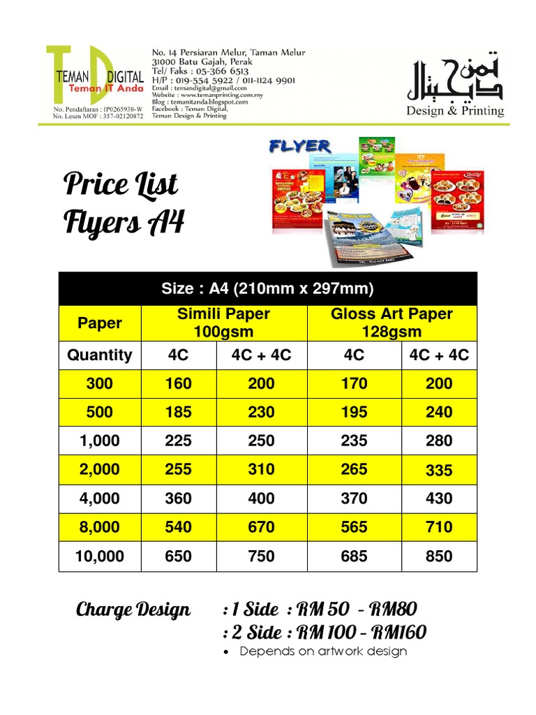 Senarai Harga Flyers A4 NEW | PDF