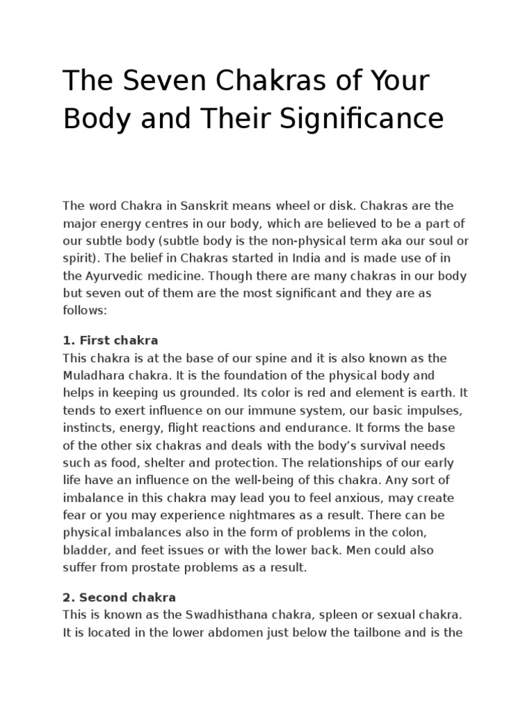 The Seven Chakras of Your Body and Their Significance | PDF | Chakra ...