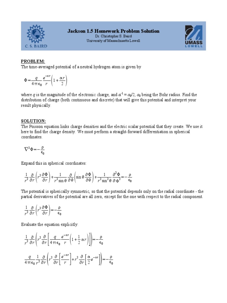 Jackson 1.5 Homework Problem Solution | PDF | Electric Charge | Mechanics