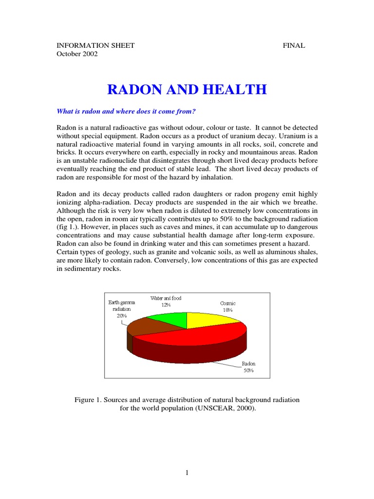 Radon Info Sheet | PDF | Radioactive Decay | Lung Cancer