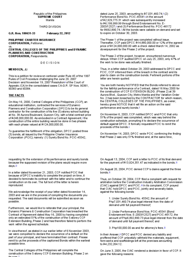For Case Digest | PDF | Surety Bond | Guarantee
