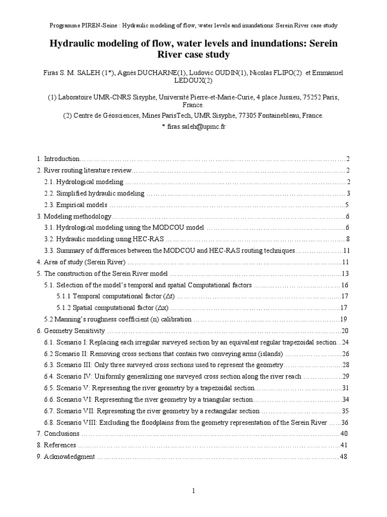 Serein River Hydraulic Modeling Study | PDF | River | Flood