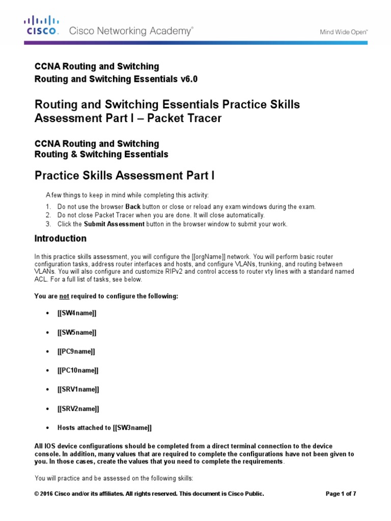 Routing and Switching Essentials Practice Skills Assessment Part I | PDF | Router (Computing ...