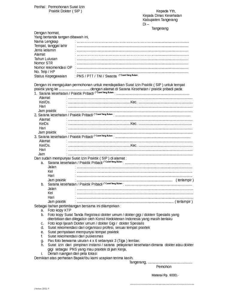 Form SIP Dokter | PDF