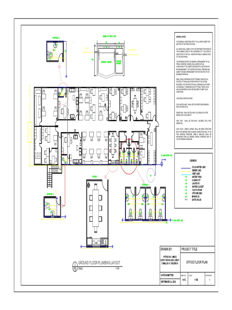 General Plumbing Notes and Material Specifications for Office Floor ...