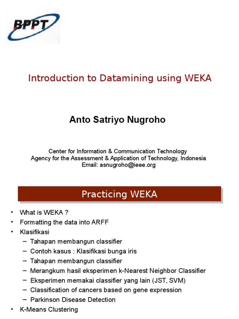 Introduction to WEKA for Data Mining | PDF | Statistical Classification | Cluster Analysis