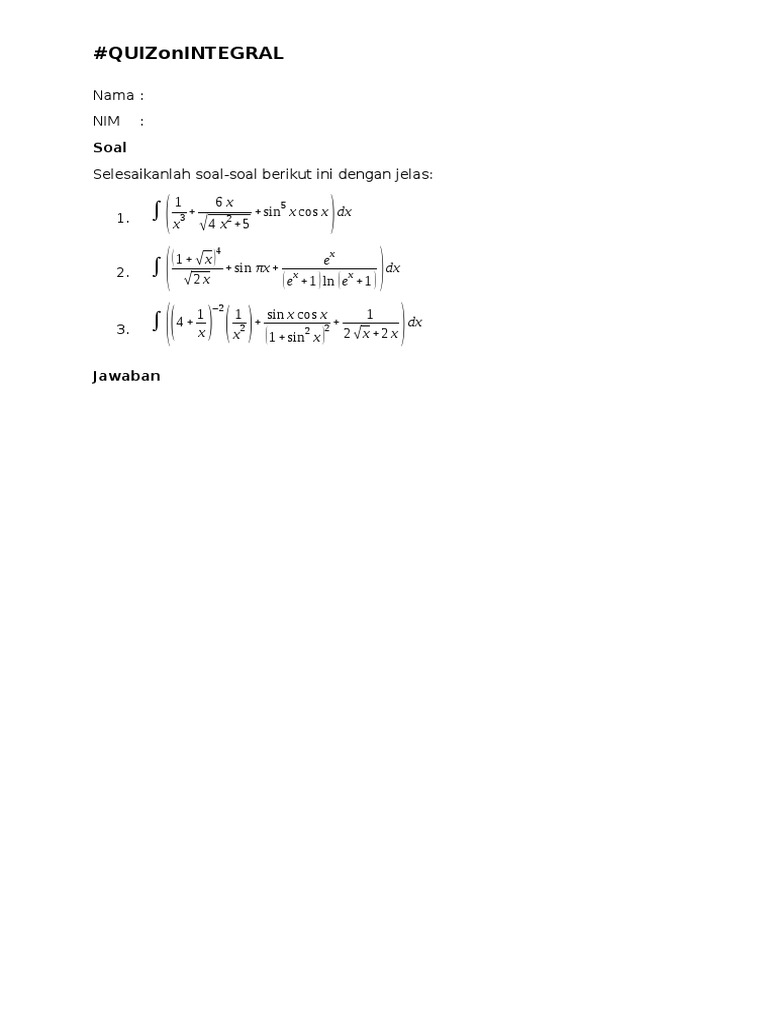 Quiz Integral | PDF