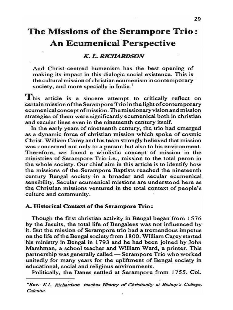 The Missions of The Serampore PDF | PDF