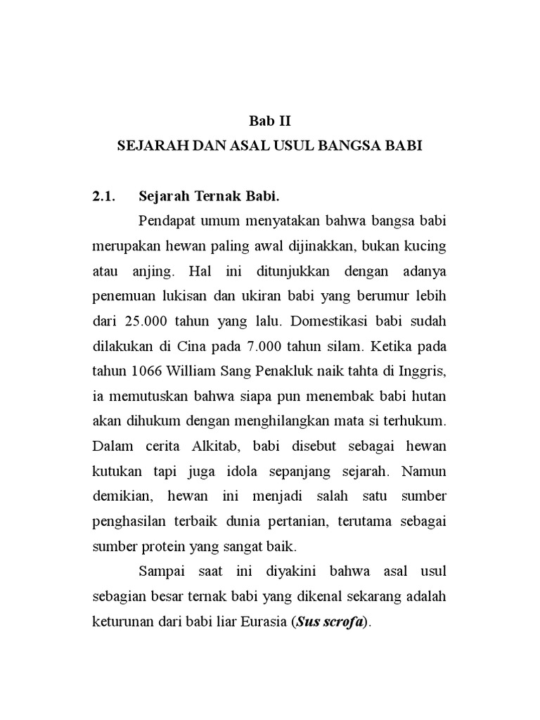 BAB II Sejarah Dan Asal Usul Babi | PDF | Teknologi & Rekayasa
