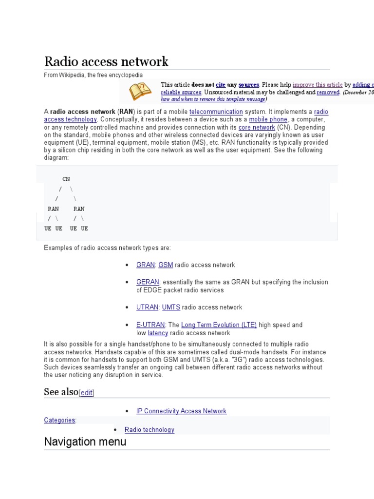 Radio Access Network | PDF