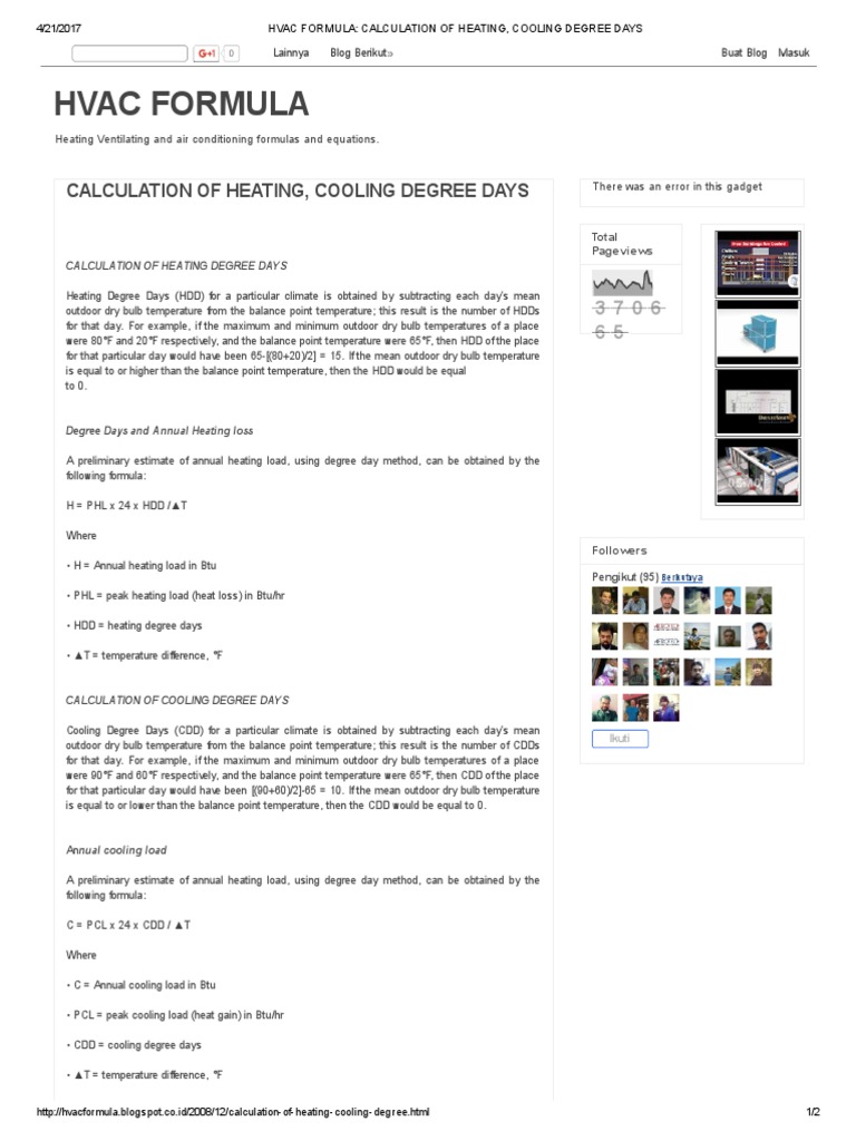 Hvac Formula_ Calculation of Heating, Cooling Degree Days | Hvac | Air ...