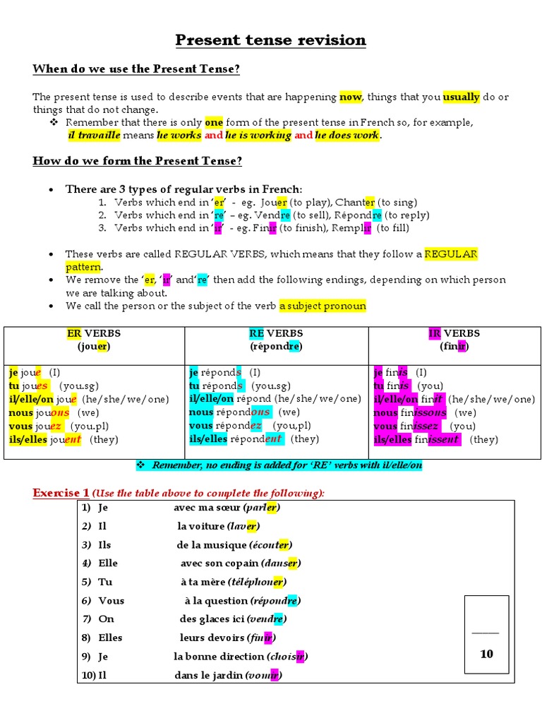 Present Tense Booklet | PDF | Style (Fiction) | Semantic Units
