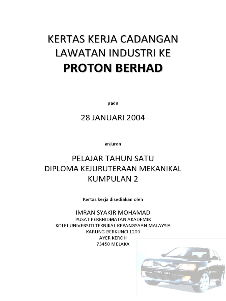 4 Kertas Kerja Lawatan Ke Proton Berhad PDF | PDF
