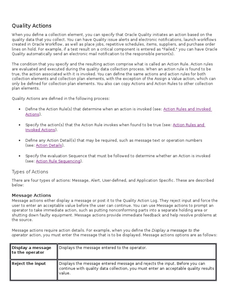 Quality Plan Actions and Launch A Workflow Action | PDF | Parameter ...