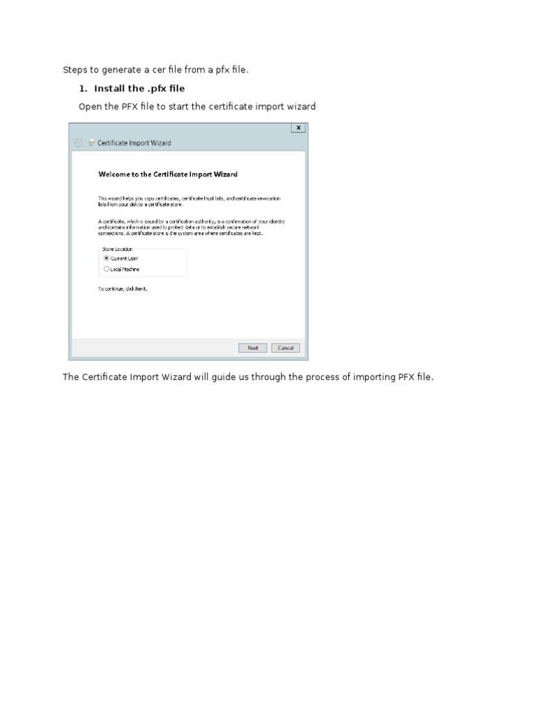 Steps To Generate A Cer File From A PFX File | PDF | Computers