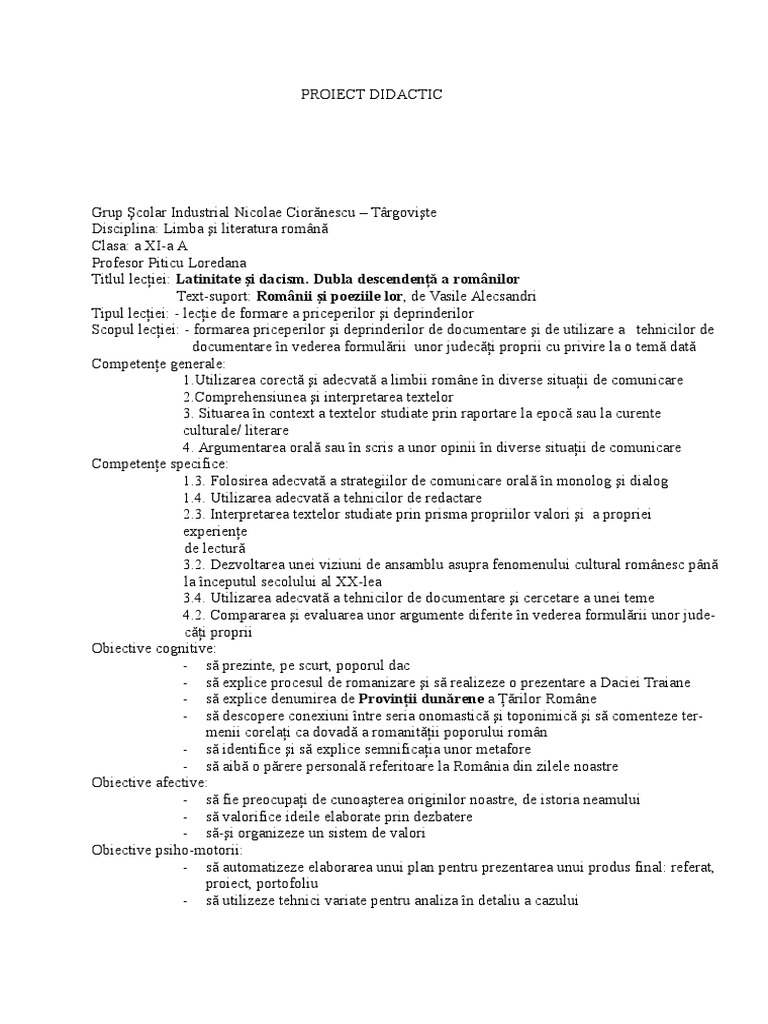 Proiect Didactic Grad 2 | PDF