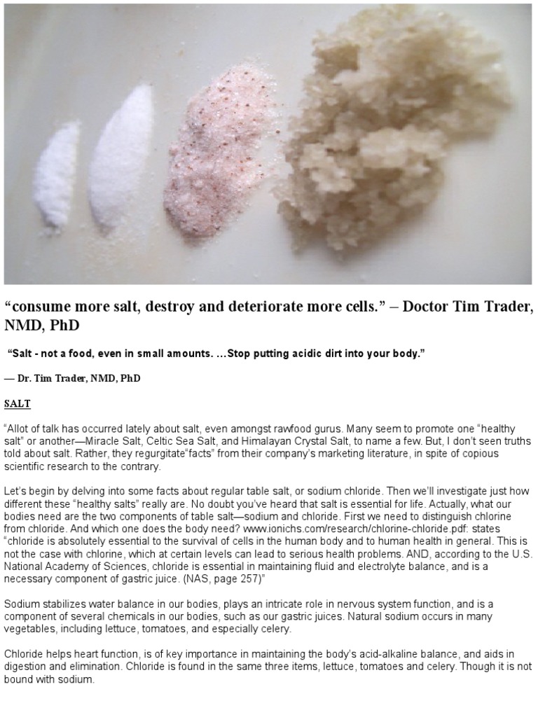 "Consume More Salt, Destroy and Deteriorate More Cells." - Doctor Tim ...