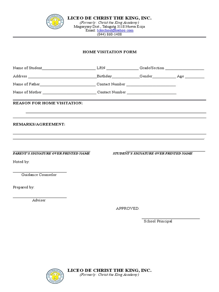 Home Visit Form | Personal Computers | Consumer Electronics