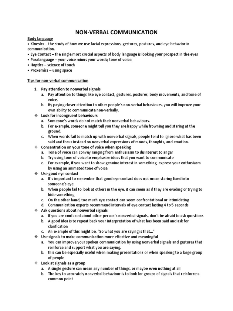 Non Verbal Communication | PDF | Nonverbal Communication | Body Language