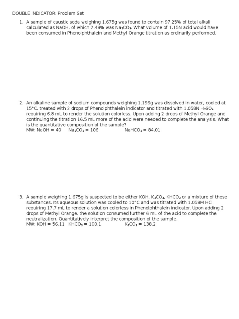 Practice Problems - Double Indicator, Precipitation, Complex | PDF