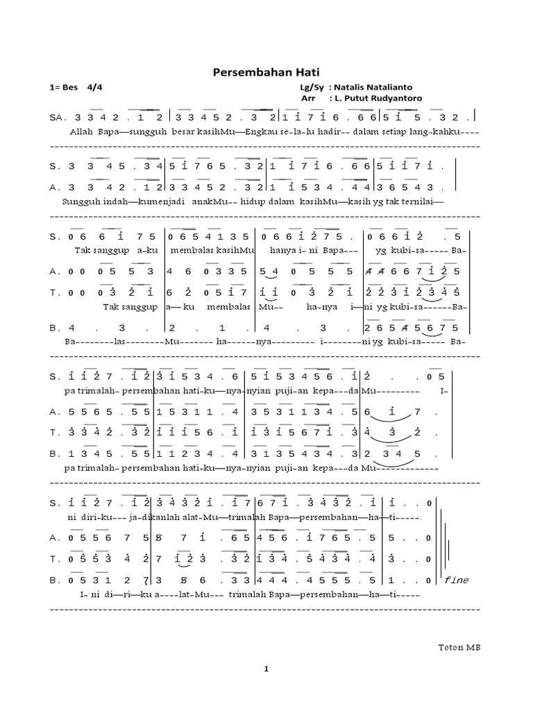 Persembahan Hati (Lagu Persembahan) | PDF