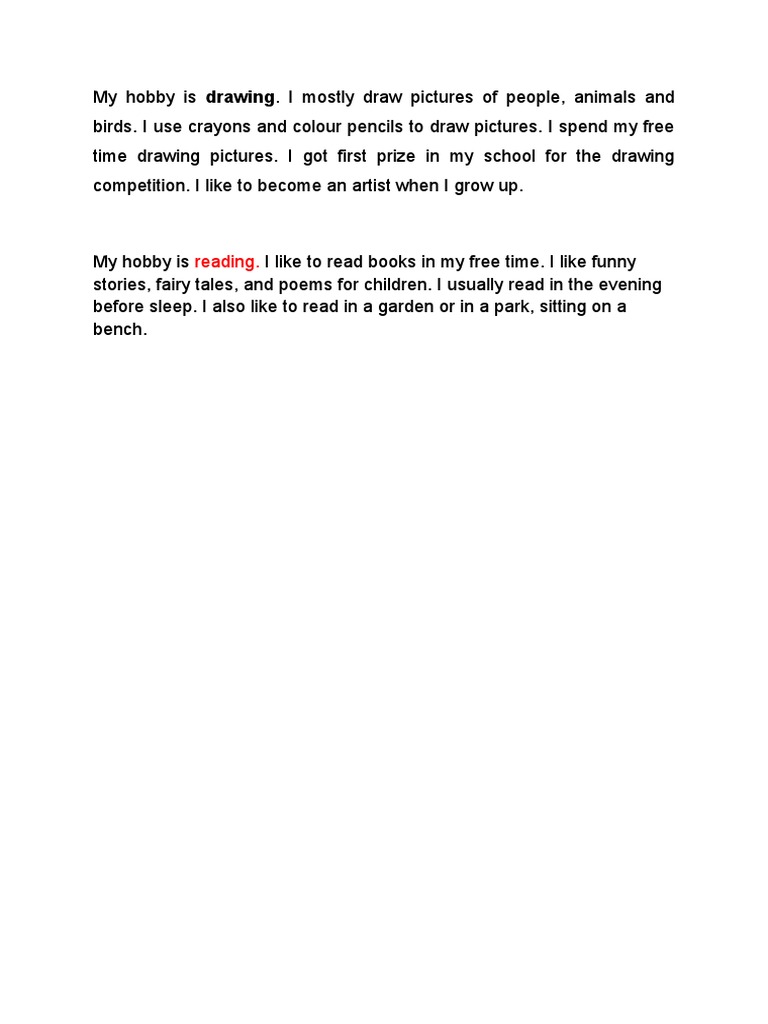 My Hobby Is Drawing | PDF
