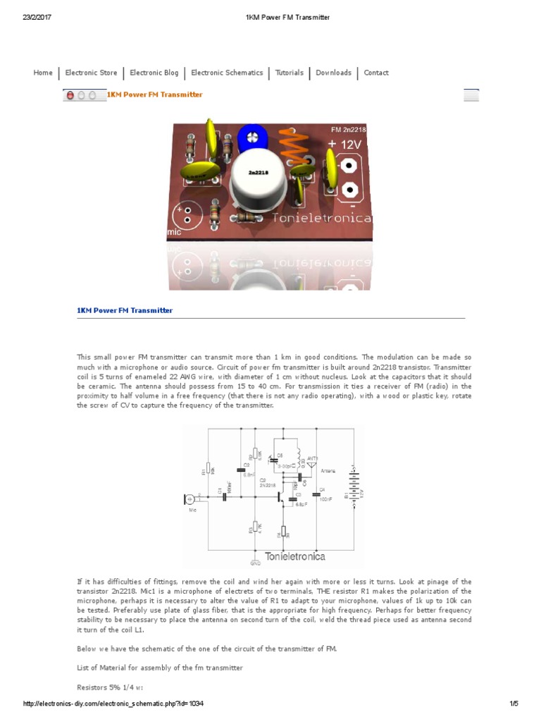 1KM Power FM Transmitter | PDF | Inductor | Arduino