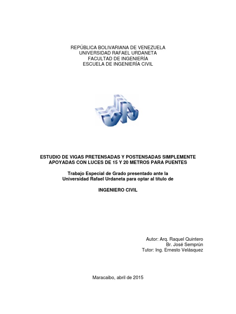 Tesis Vigas Pretensadas Pdf Concreto Reforzado Hormigón Pretensado