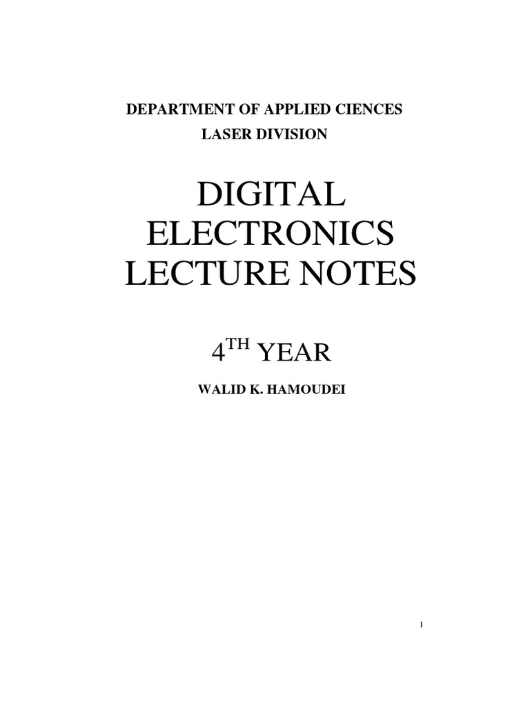 Digital Electronics Lecture Notes | PDF