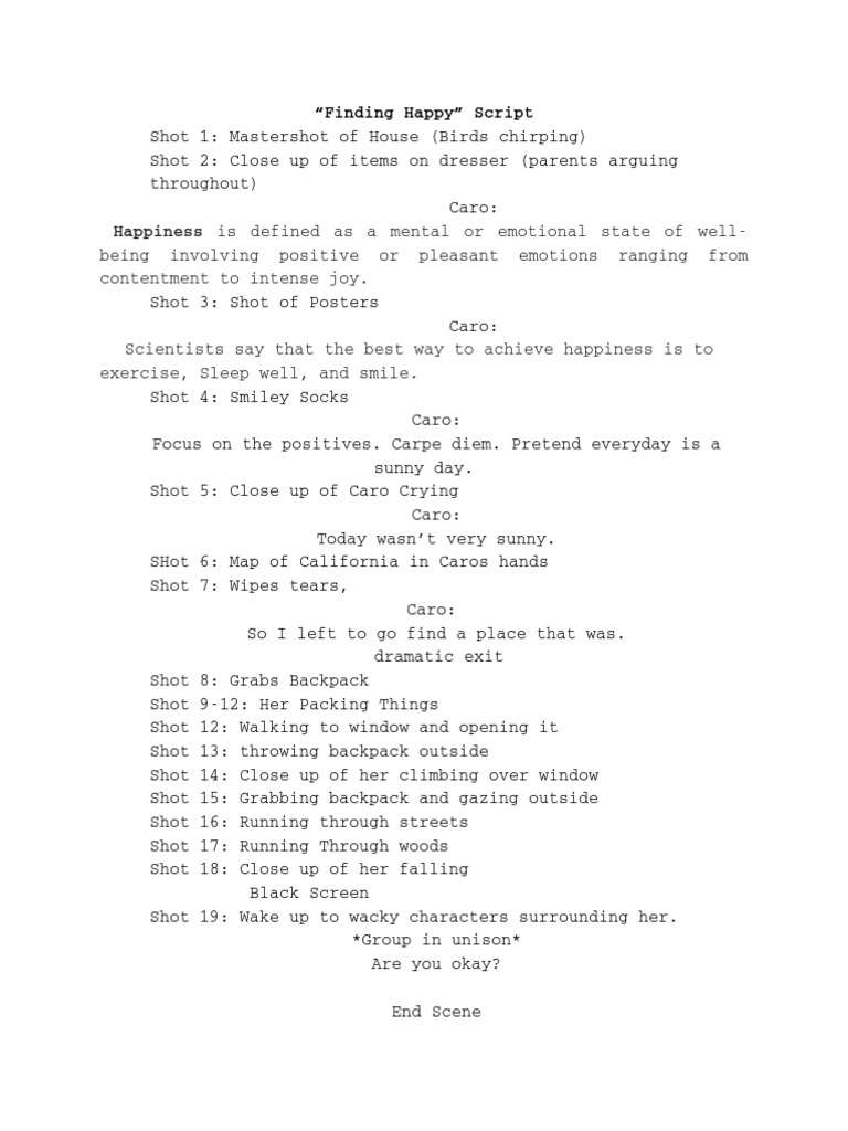 Finding Happy Script | PDF