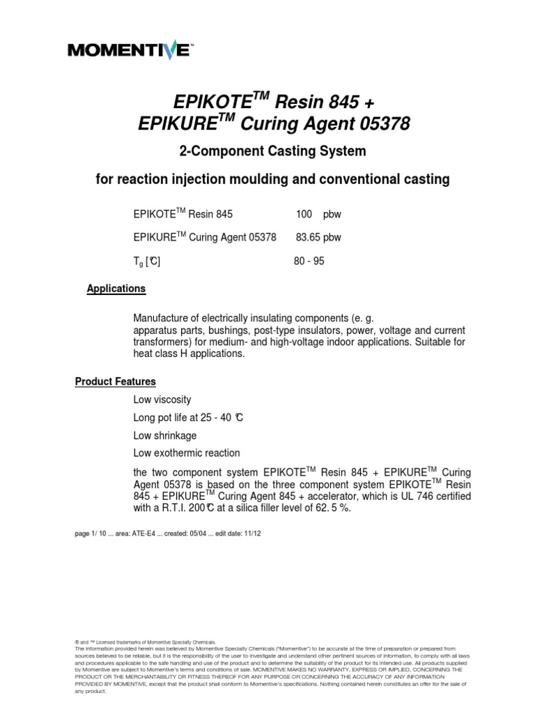 90 EPIKOTE Resin 845 - EPIKURE Curing Agent 05378-English | Epoxy ...