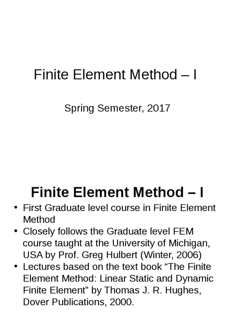 Finite Element Method Course Overview | PDF