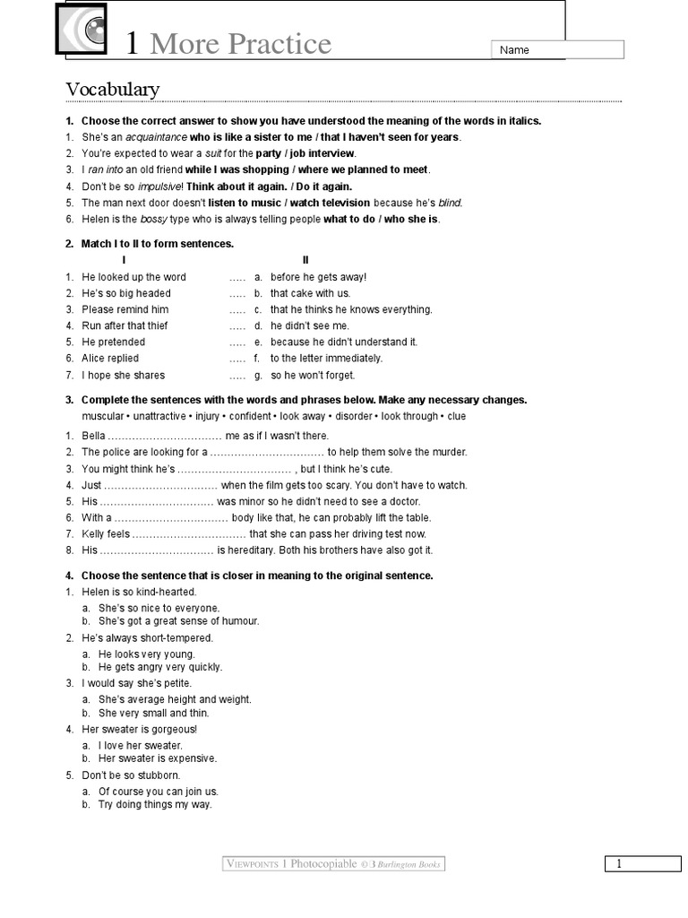 Unit 1 Grammar & Vocabulary Revision | PDF | Ellipsis | Sentence ...