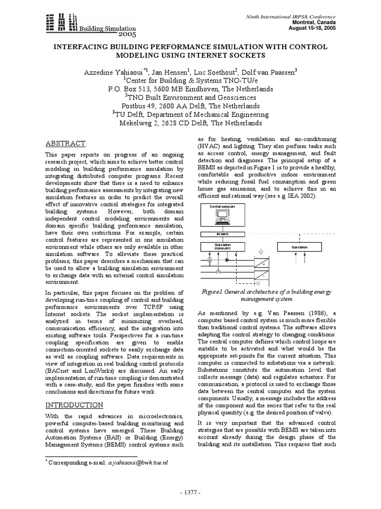 Interfacing Building Performance Simulation with Control Modeling Using ...