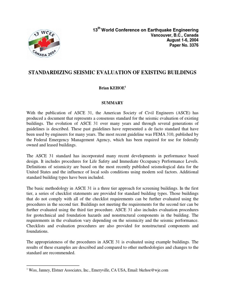 About ASCE 31.pdf | Framing (Construction) | Evaluation