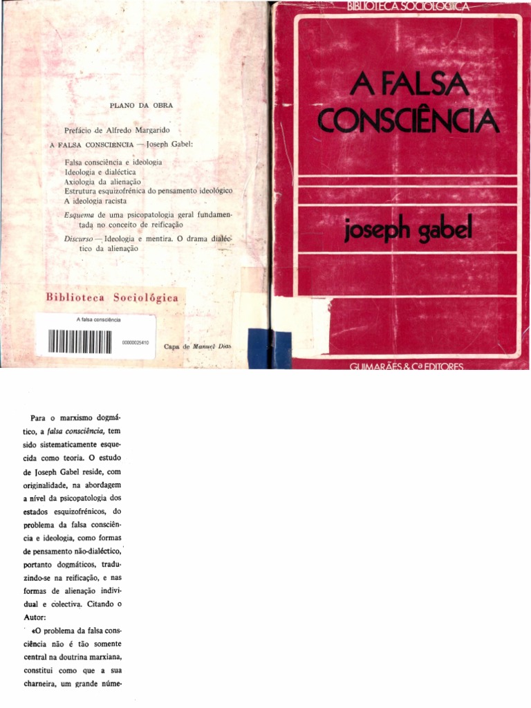 Joseph Gabel A Falsa Consciencia Guimaraes CIA Editores | PDF