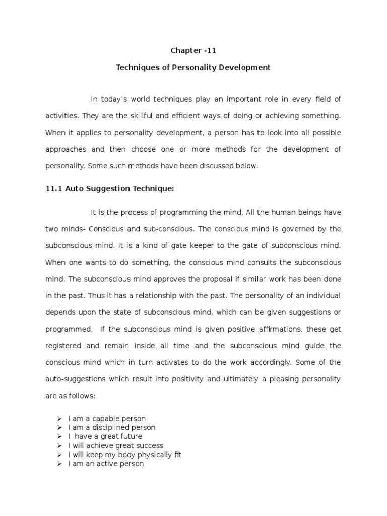 Chapter - 11 Techniques of Personality Development | PDF | Stress ...