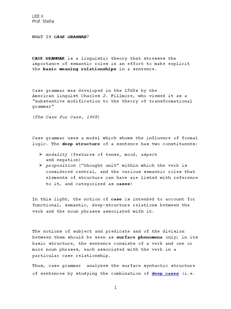 Case Grammar | PDF | Verb | Semantics