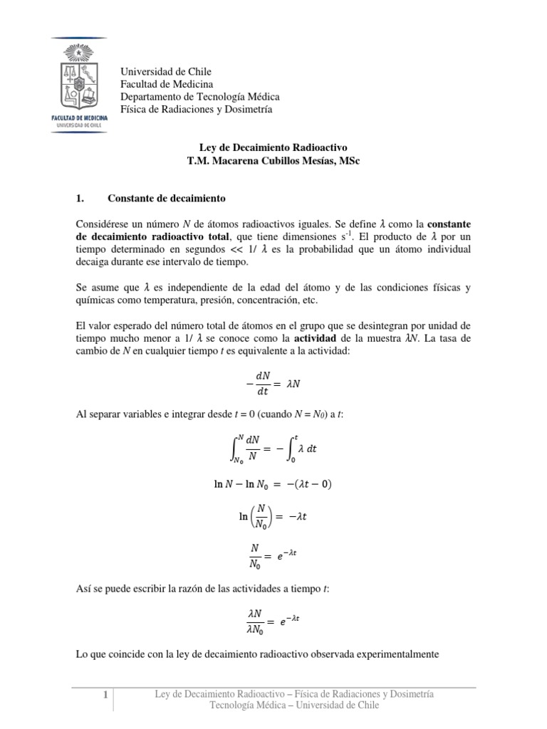 10 Apunte Ley de Decaimiento Radioactivo | PDF | Reacción nuclear ...