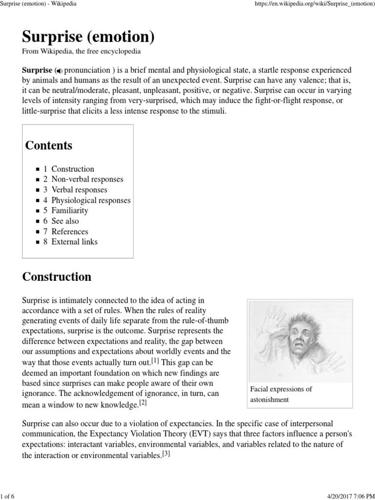 Surprise (Emotion) - Wikipedia | Limbic System | Behavioural Sciences