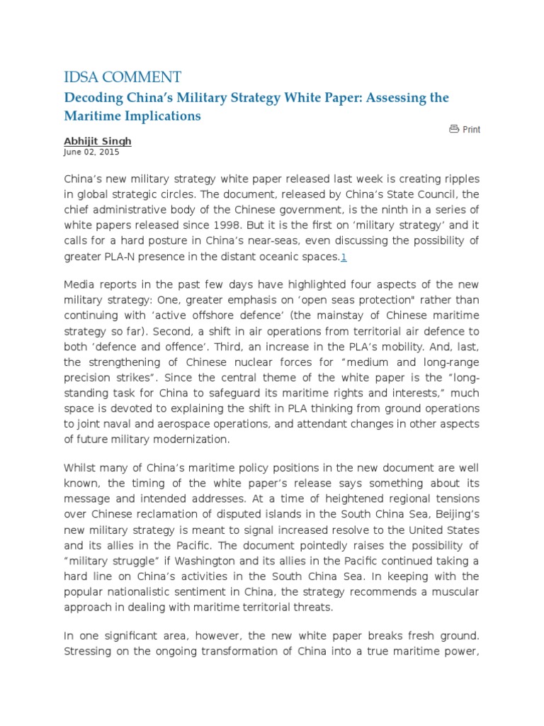 China White Paper 2015 | PDF | People's Liberation Army Navy | People's ...