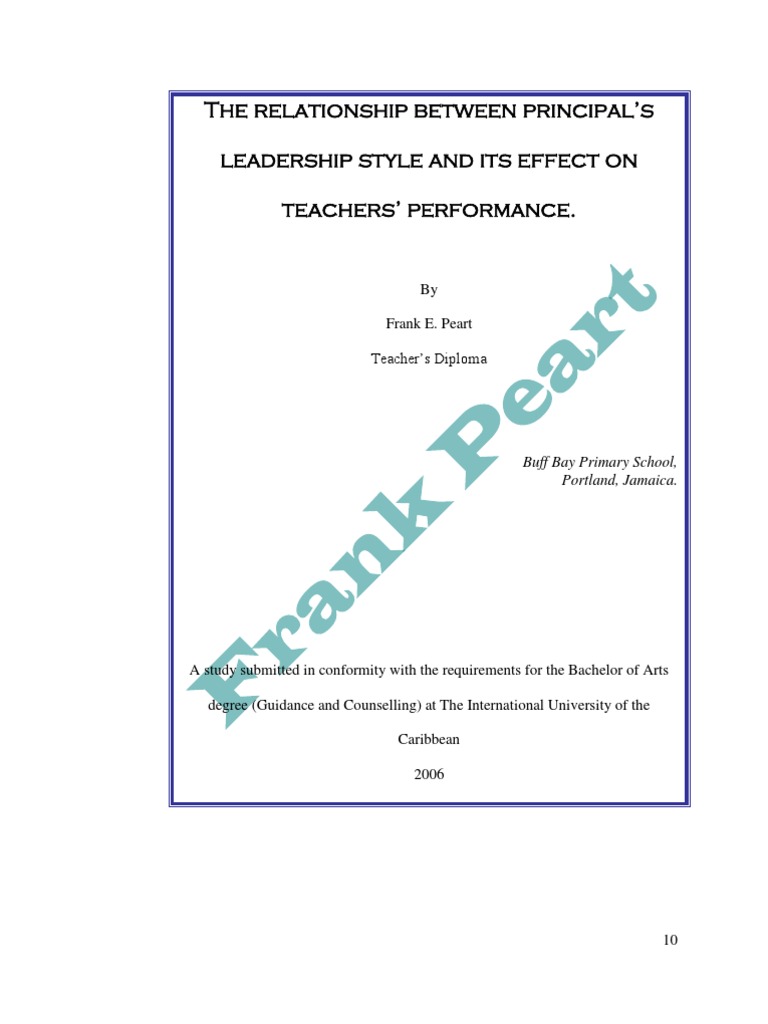 Principal Leadership Style | PDF | Leadership | Research Design