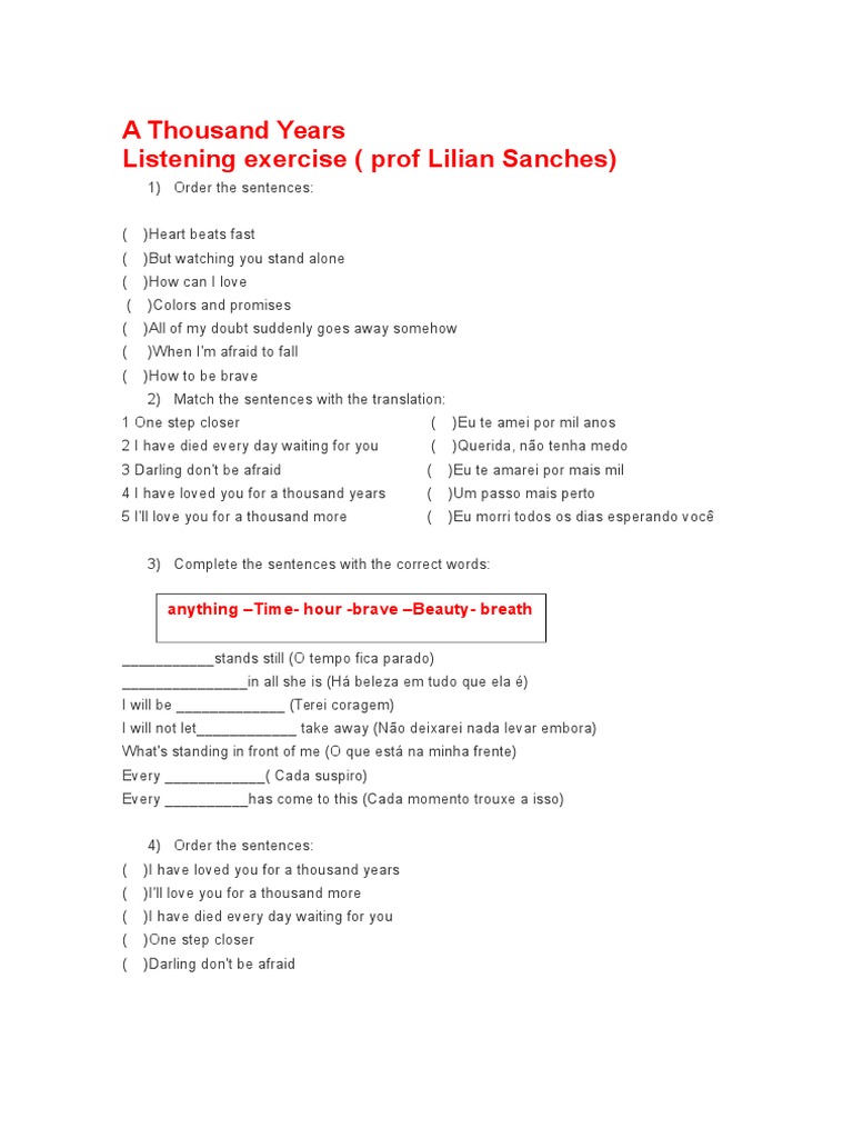 A Thousand Years - Exercise | PDF