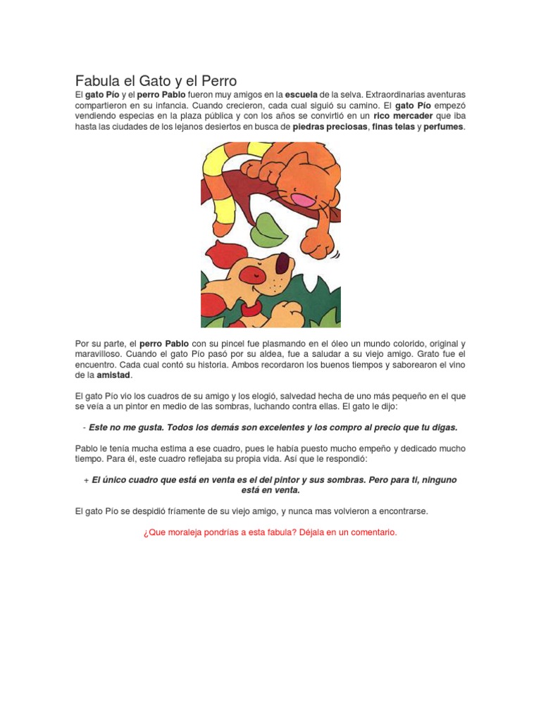 La fábula del perro y el gato | PDF
